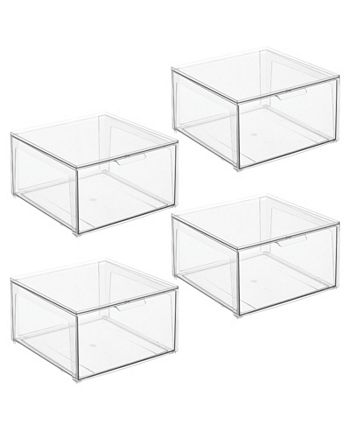 mDesign Plastic Stackable Bathroom Storage Organizer with Drawer, Large ...