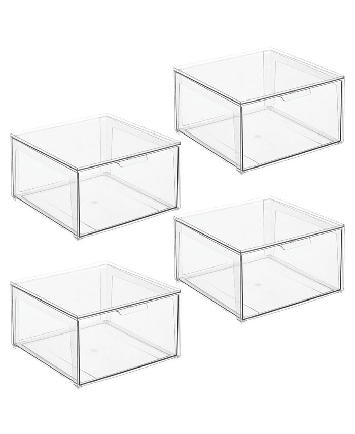 mDesign Plastic Stackable Bathroom Storage Organizer with Drawer, Large ...