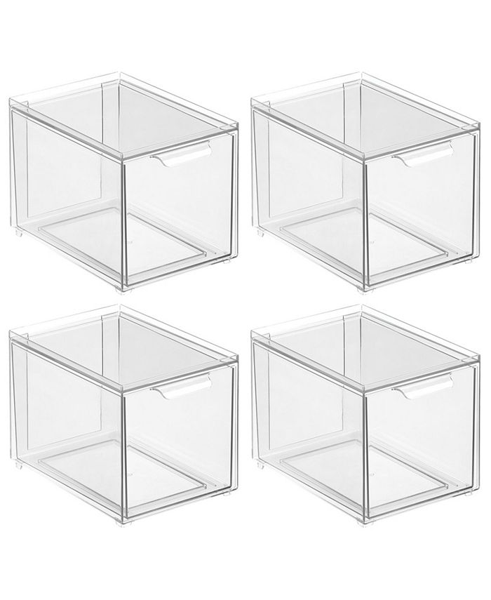 mDesign Stacking Plastic Storage Kitchen Bin with Pull-Out Drawers ...
