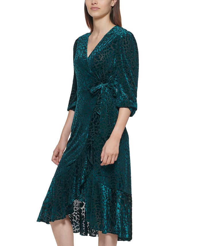 Calvin Klein Petite Animal-Print Velvet Burnout Dress - Macy's