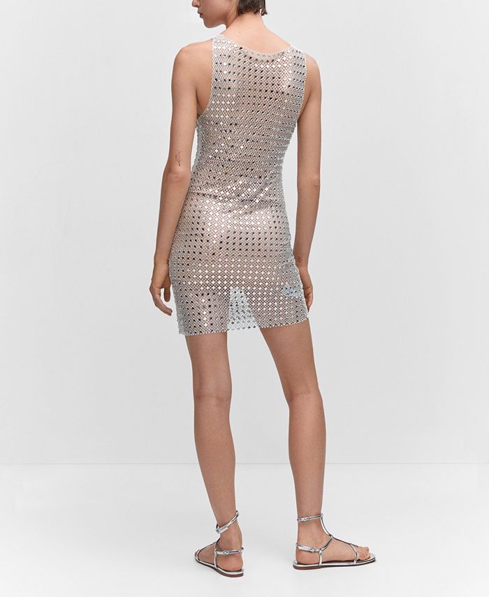 MANGO Women's Crystal Mesh Dress - Macy's
