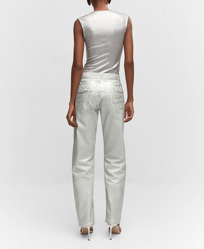 MANGO Women's Metallic-Effect Pants - Macy's