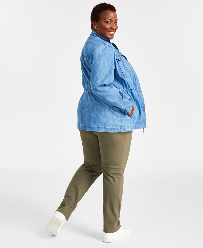 Style & Co Plus Size Chambray Field Jacket, Created for Macy's - Macy's