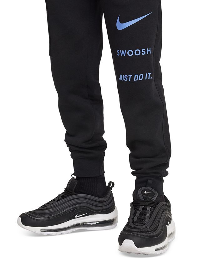 Nike Big Kids Sportswear Standard-Fit Logo-Print Fleece Cargo Joggers ...