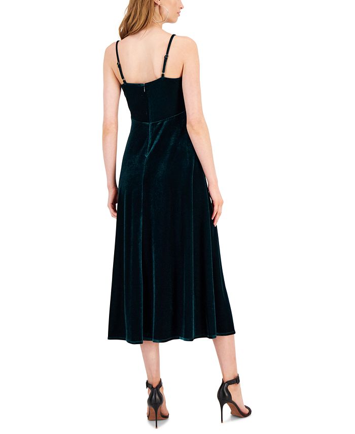 Taylor Petite Stretch Velvet Empire-Waist Midi Slip Dress - Macy's