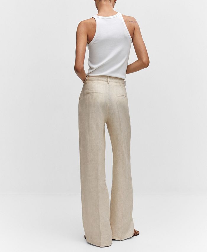 MANGO Women's Straight Linen-Blend Trousers - Macy's