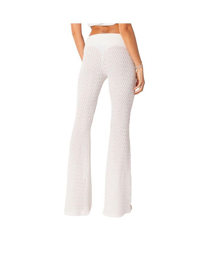 Edikted Women's Amalia Textured Knit Fold Over Pants - Macy's