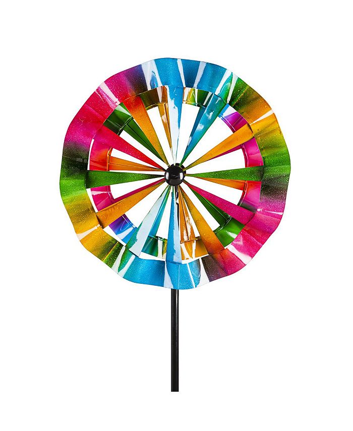 Evergreen 78"H Solar Wind Spinner, Carnival - Macy's