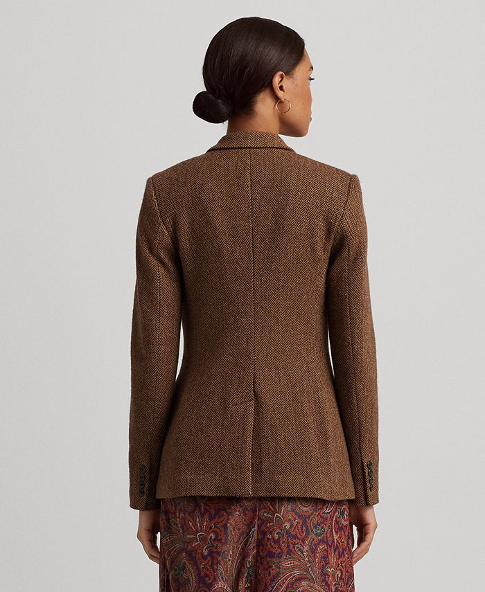 Lauren Ralph Lauren Women's Wool-Blend Herringbone Blazer - Macy's