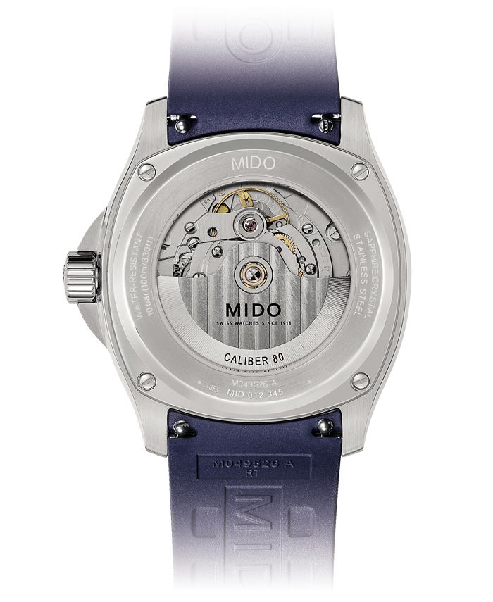 Mido Men's Swiss Automatic Multifort Blue Rubber Strap Watch 41mm - Macy's