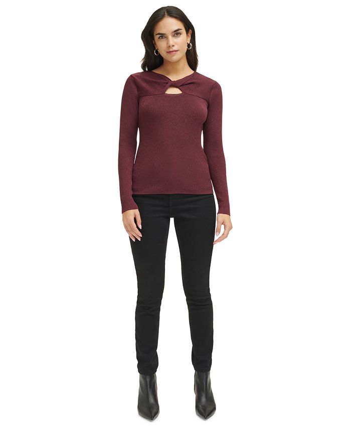 Calvin Klein Women's Metallic Keyhole Sweater - Macy's