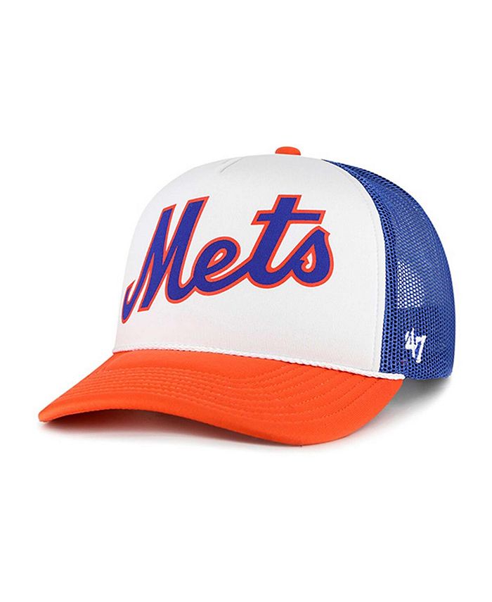 '47 Brand Men's White New York Mets Foam Front Script Trucker Snapback ...