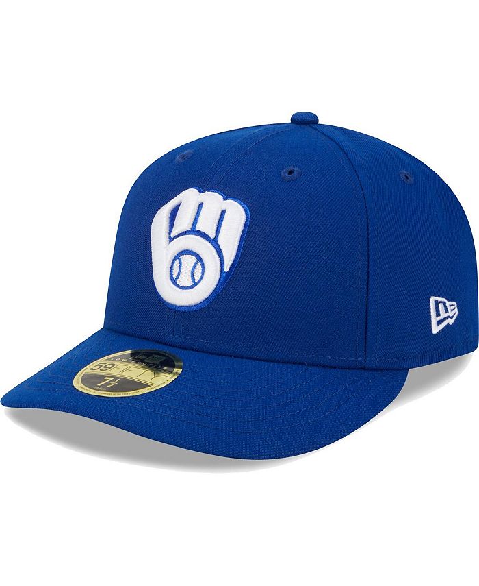 New Era Men's Royal Milwaukee Brewers White Logo Low Profile 59FIFTY ...