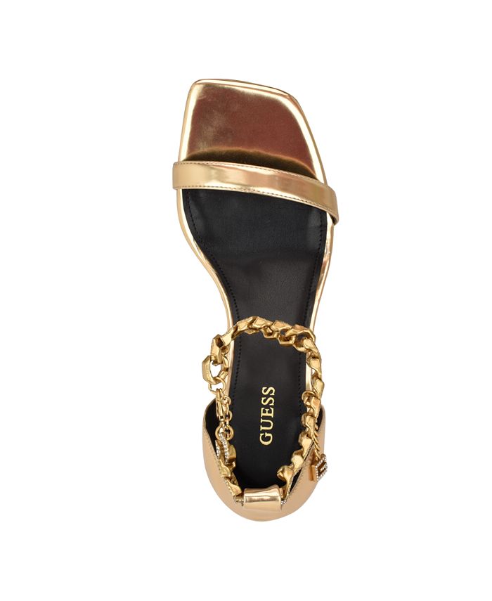 GUESS Women's Remo Open Toe Stiletto Chain Detail Dress Sandals - Macy's