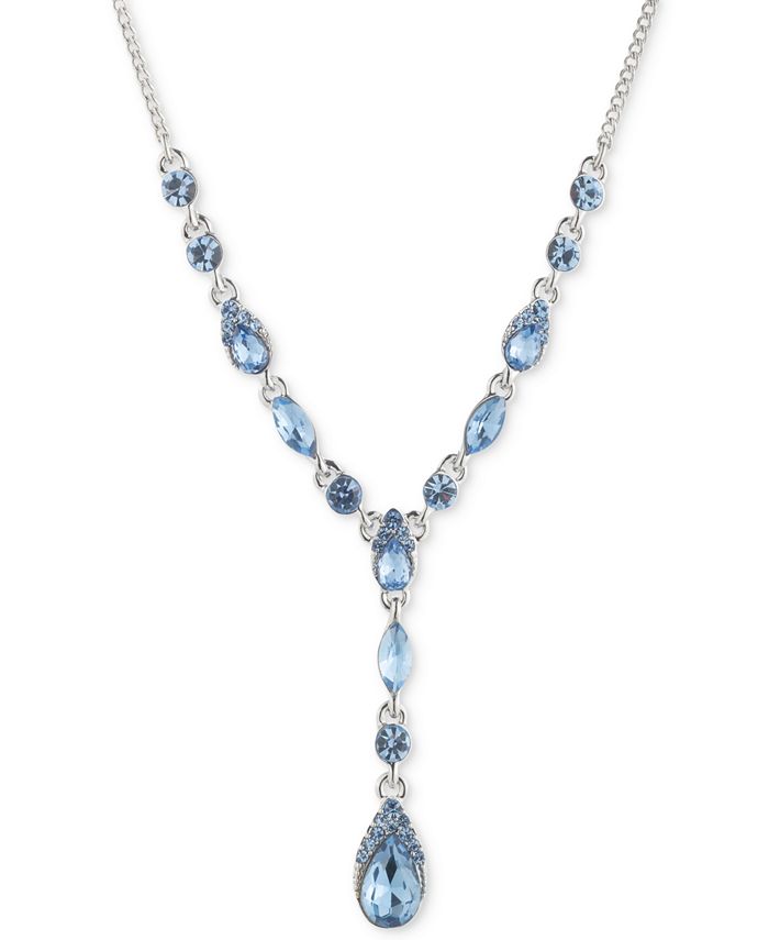 Givenchy Crystal Pear-Shape Lariat Necklace, 16" + 3" extender - Macy's