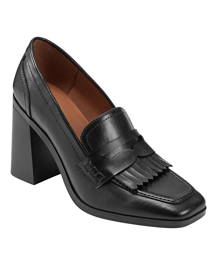 Marc Fisher Women's Hamish Block Heel Square Toe Dress Loafers - Macy's