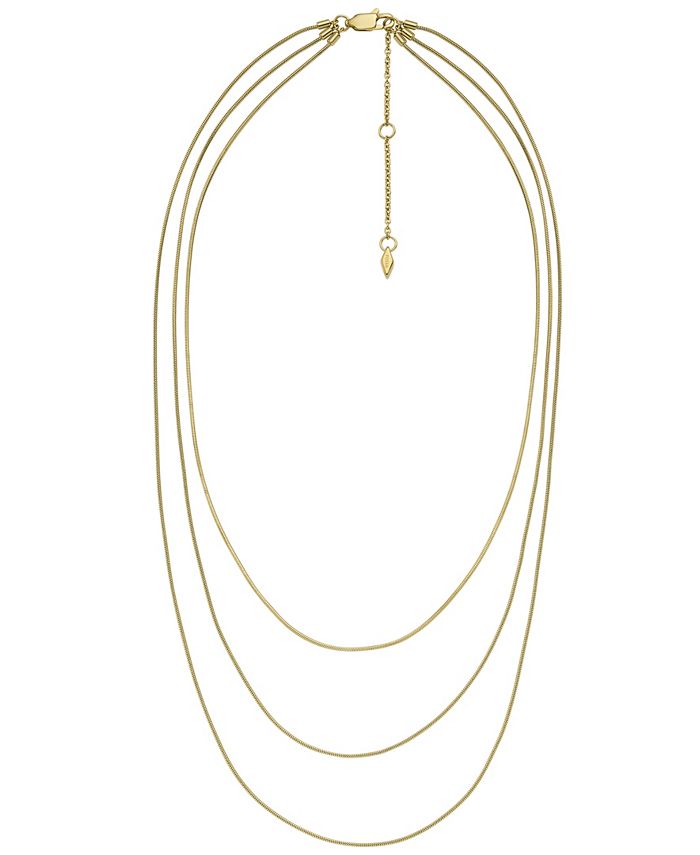Fossil All Stacked Up Gold-Tone Stainless Steel Multi-Strand Necklace ...