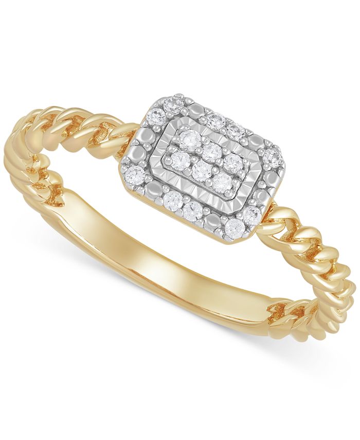 Macy's Diamond Cluster Rope Style Ring (1/10 ct. t.w.) in 14k Gold ...