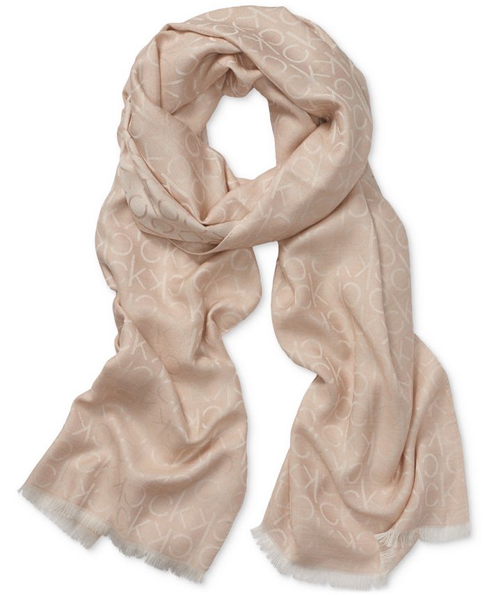 Calvin Klein Monogram CK Logo-Print Pashmina Wrap Scarf - Macy's