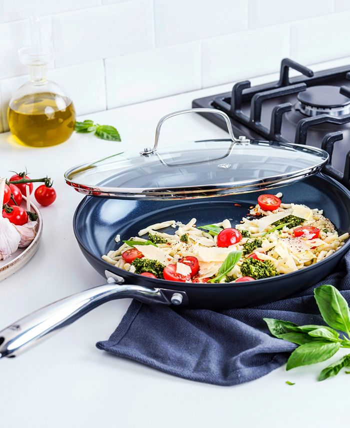 Blue Diamond Hard Anodized Ceramic Nonstick 11" Frying Pan with Lid ...