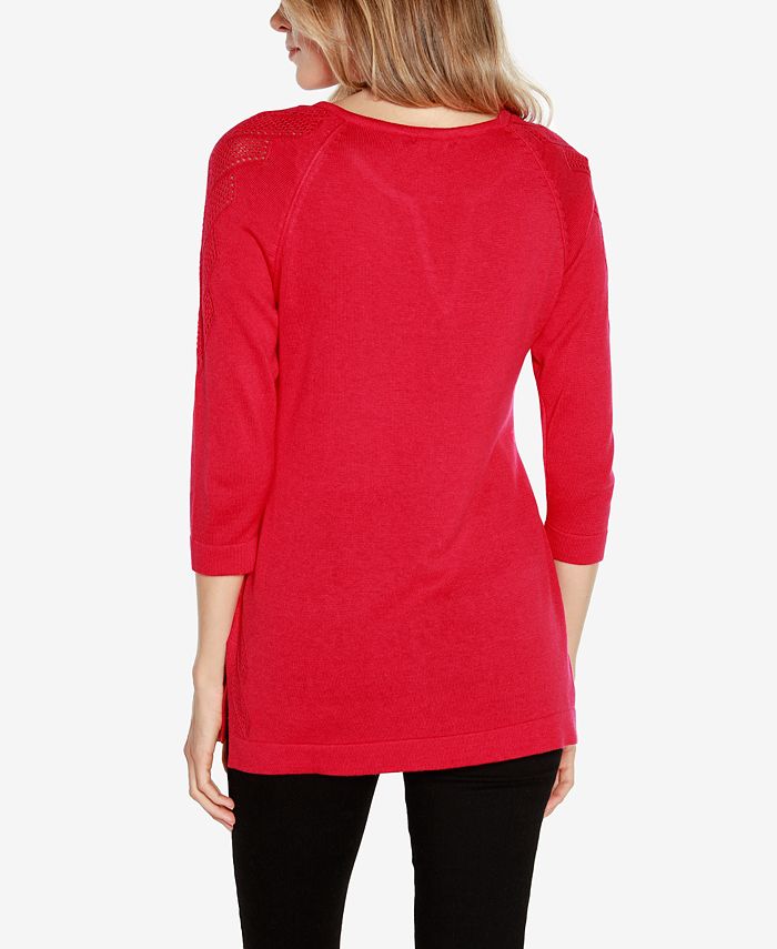 Belldini Women's Raglan Sleeve Pointelle Sweater - Macy's