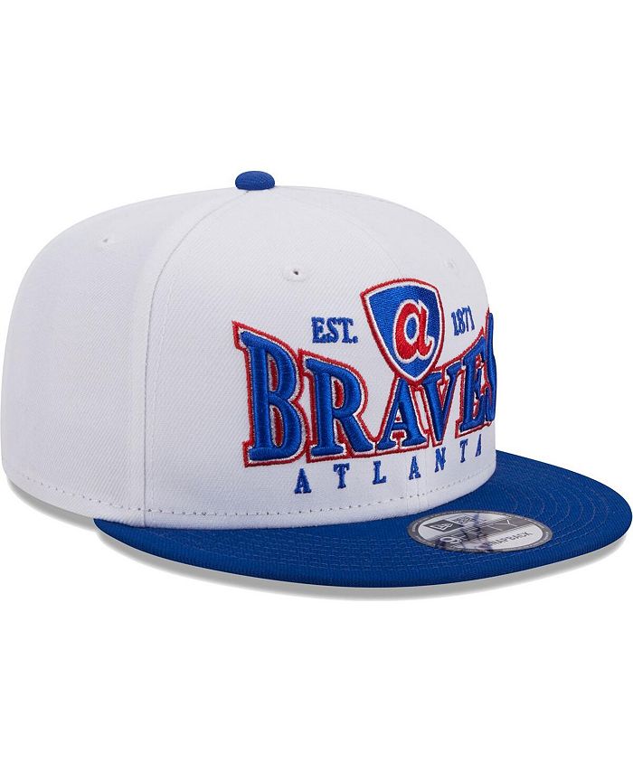 New Era Men's White, Royal Atlanta Braves Crest 9FIFTY Snapback Hat ...