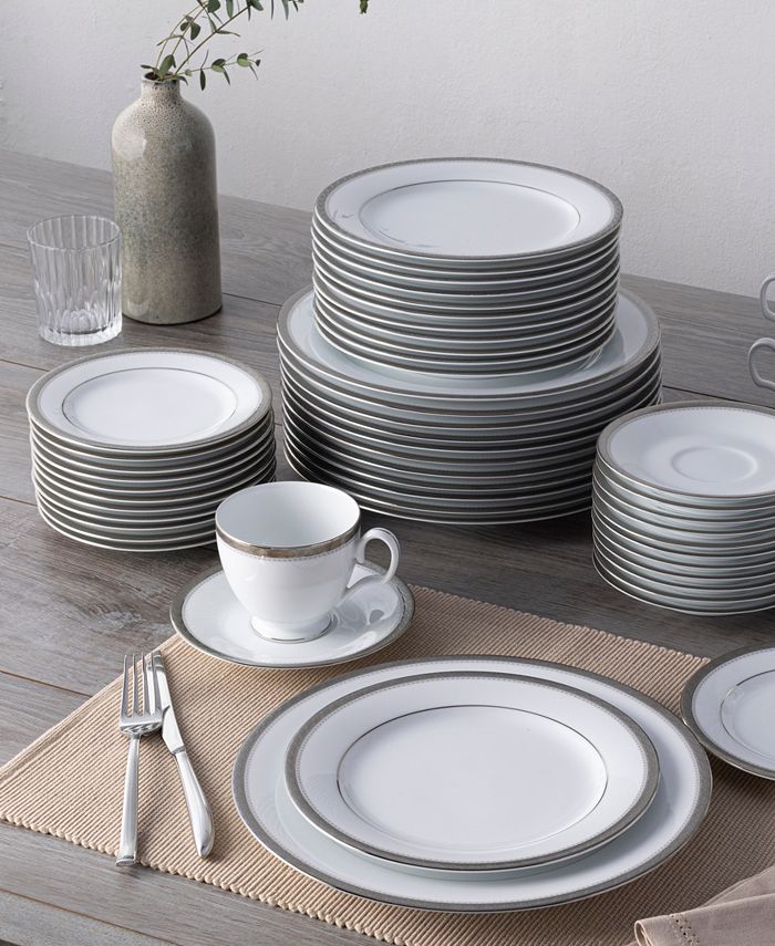 Noritake Charlotta Platinum Dinnerware Collection - Macy's