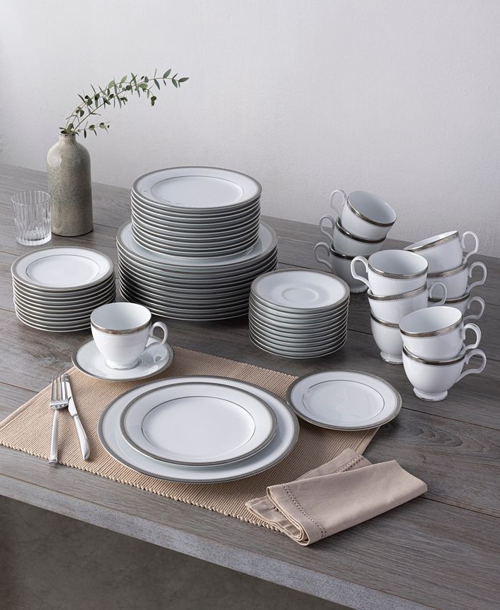 Noritake Charlotta Platinum 60 Piece Dinnerware Set, Service for 12 - Macy's