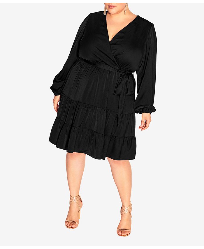 City Chic Trendy Plus Size Pretty Tier Knee Length Dress - Macy's