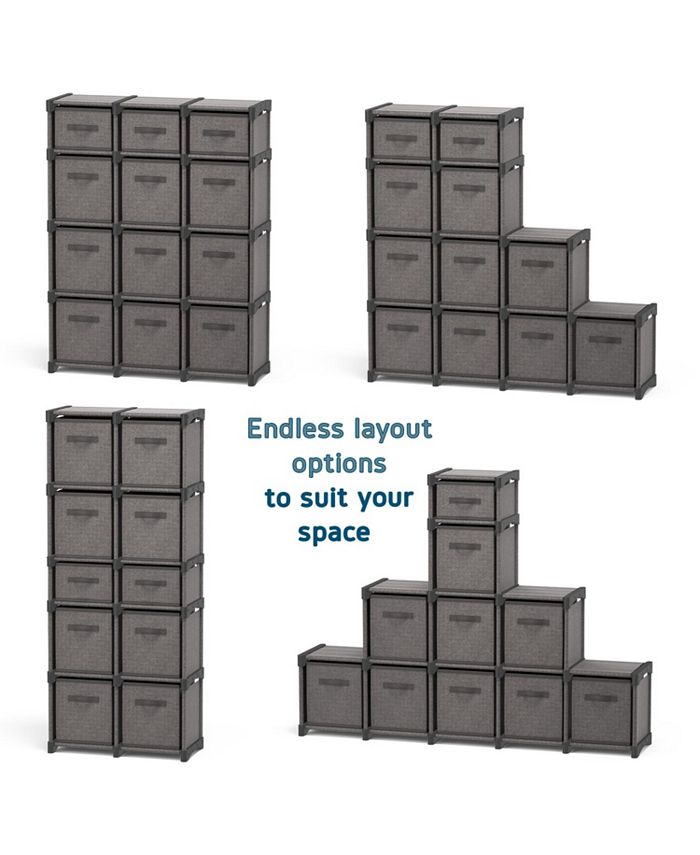 Nestl Heavy Duty 12 Cube Storage Organizer with Fabric Storage Bins ...