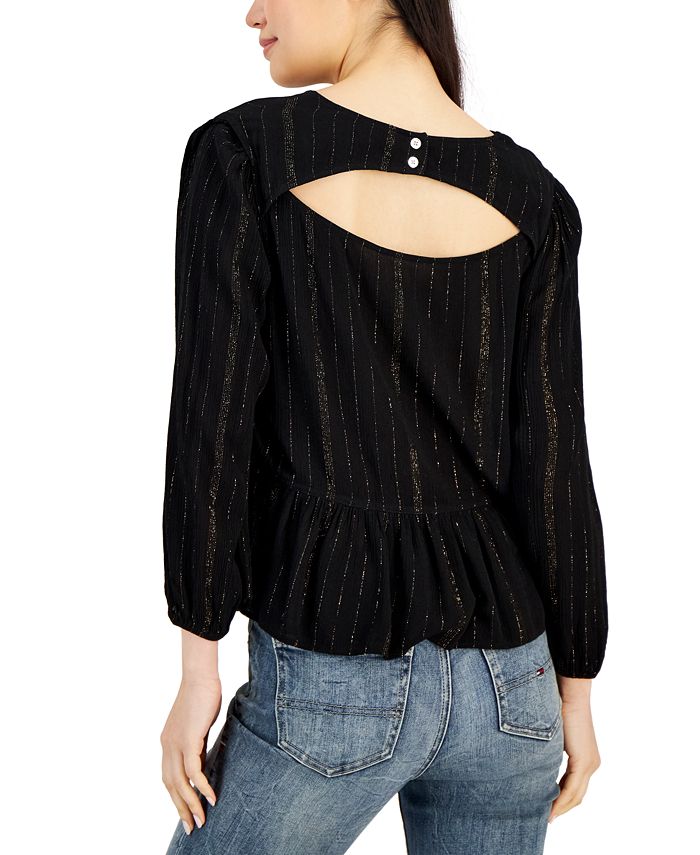 Tommy Hilfiger Women's Tonal-Stripe Cutout-Back Top - Macy's