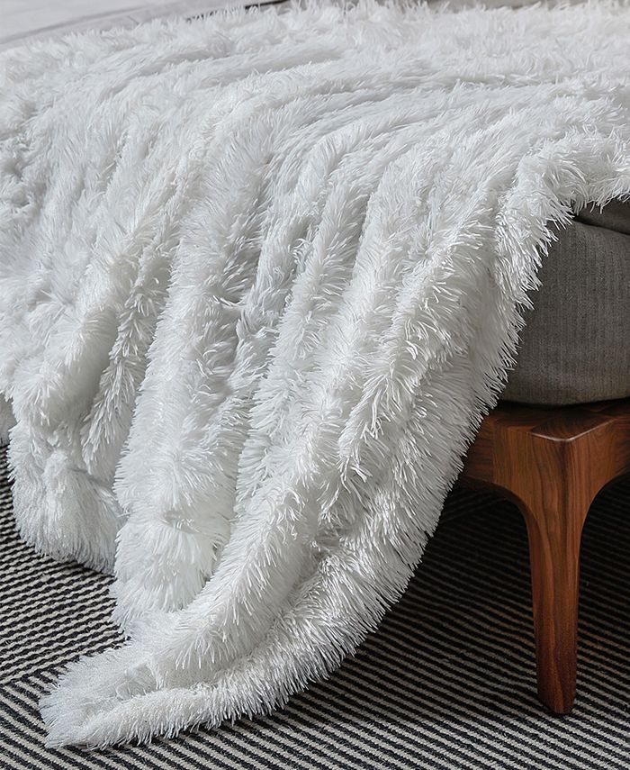 Cheer Collection Soft and Fuzzy Reversible Shaggy Throw, 60" x 70" - Macy's