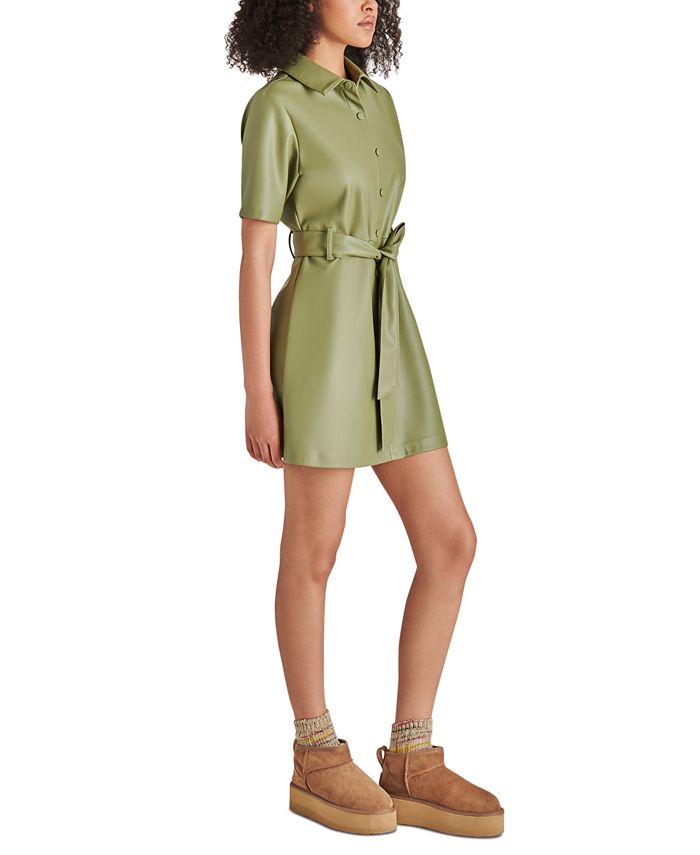 Steve Madden Women's Jolene Faux-Leather Snap-Front Dress - Macy's