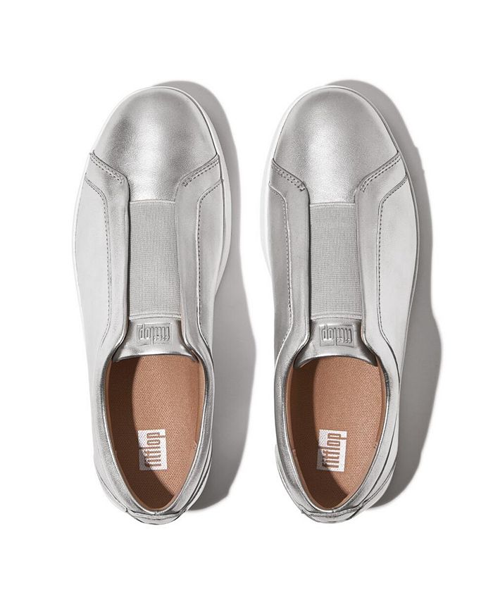FitFlop Women's Rally Elastic Tumbled-Leather Slip-On Trainers - Macy's