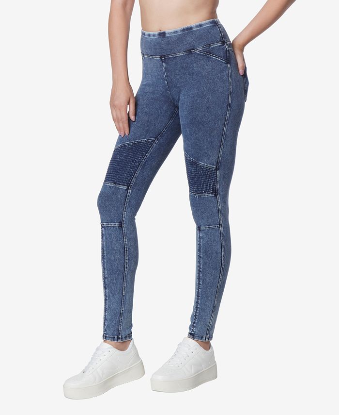 Marc New York Women's Faux Denim Moto Leggings - Macy's