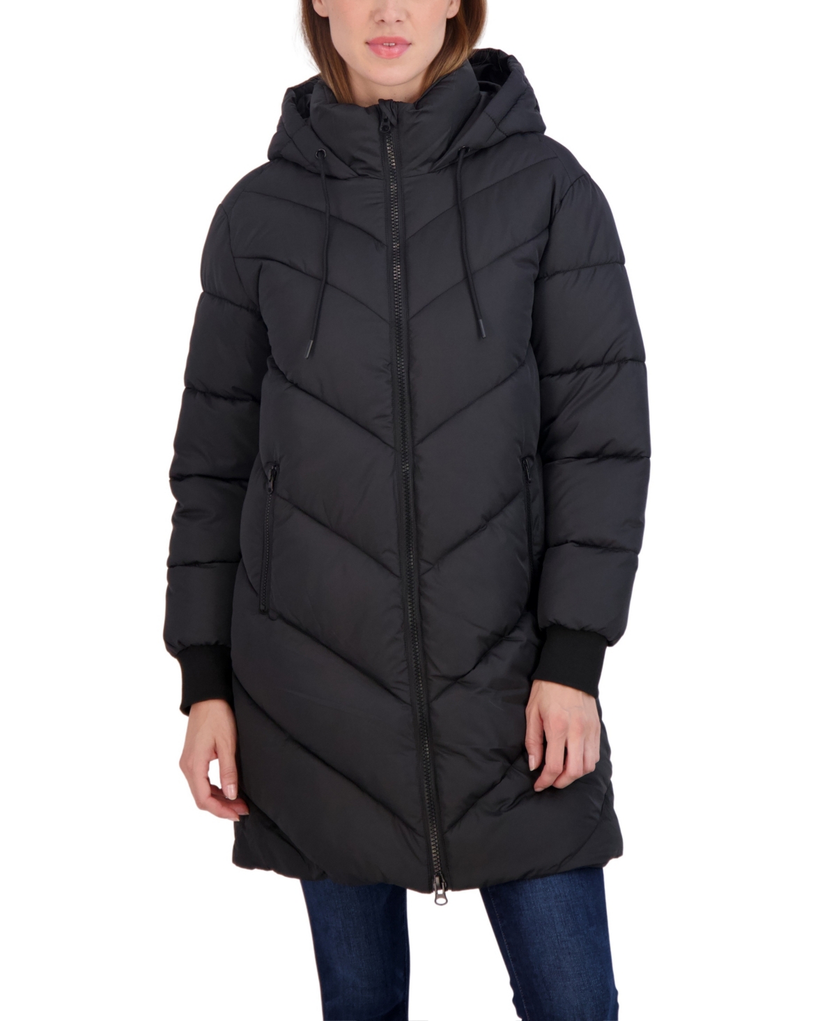 Click here for Sebby Juniors 3/4 Puffer Jacket with Hood - Black prices