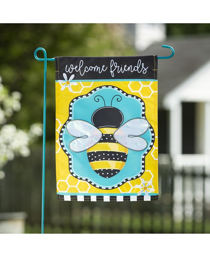 Evergreen Buzzing Bee Welcome Garden Applique Flag 12.5 x 18 Inches ...