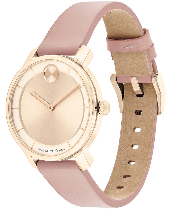 Movado Women's Bold Access Swiss Quartz Pink Leather Watch 34mm - Macy's