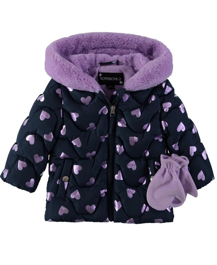 S Rothschild & CO Rothschild Baby Girls Foil Heart Quilted Jacket with ...