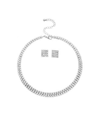 Aaliyah Rhinestone Chain Necklace And Earring Set - Macy's