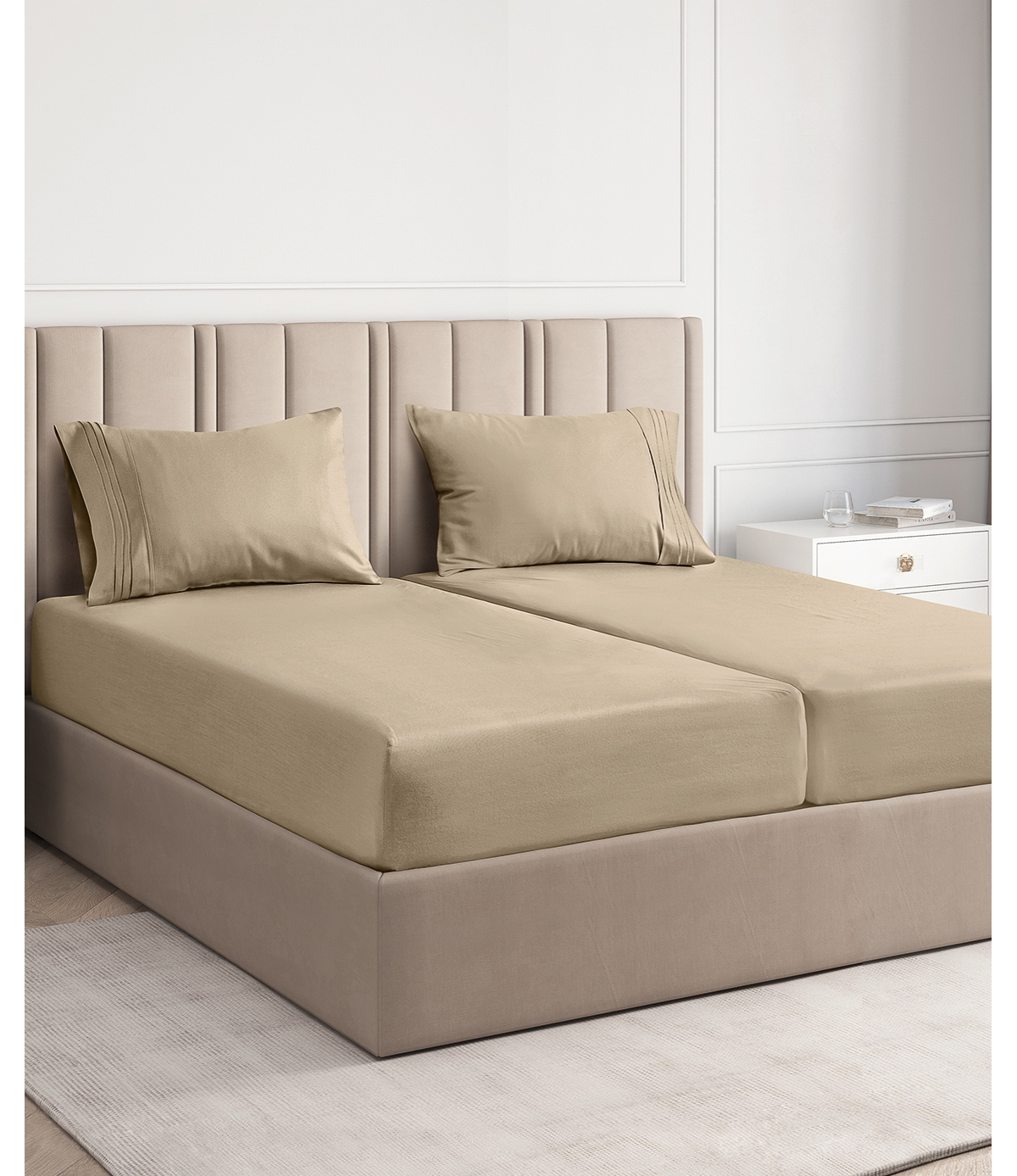 Click here for 5 Piece Microfiber Sheet Set - Split King - Cream prices
