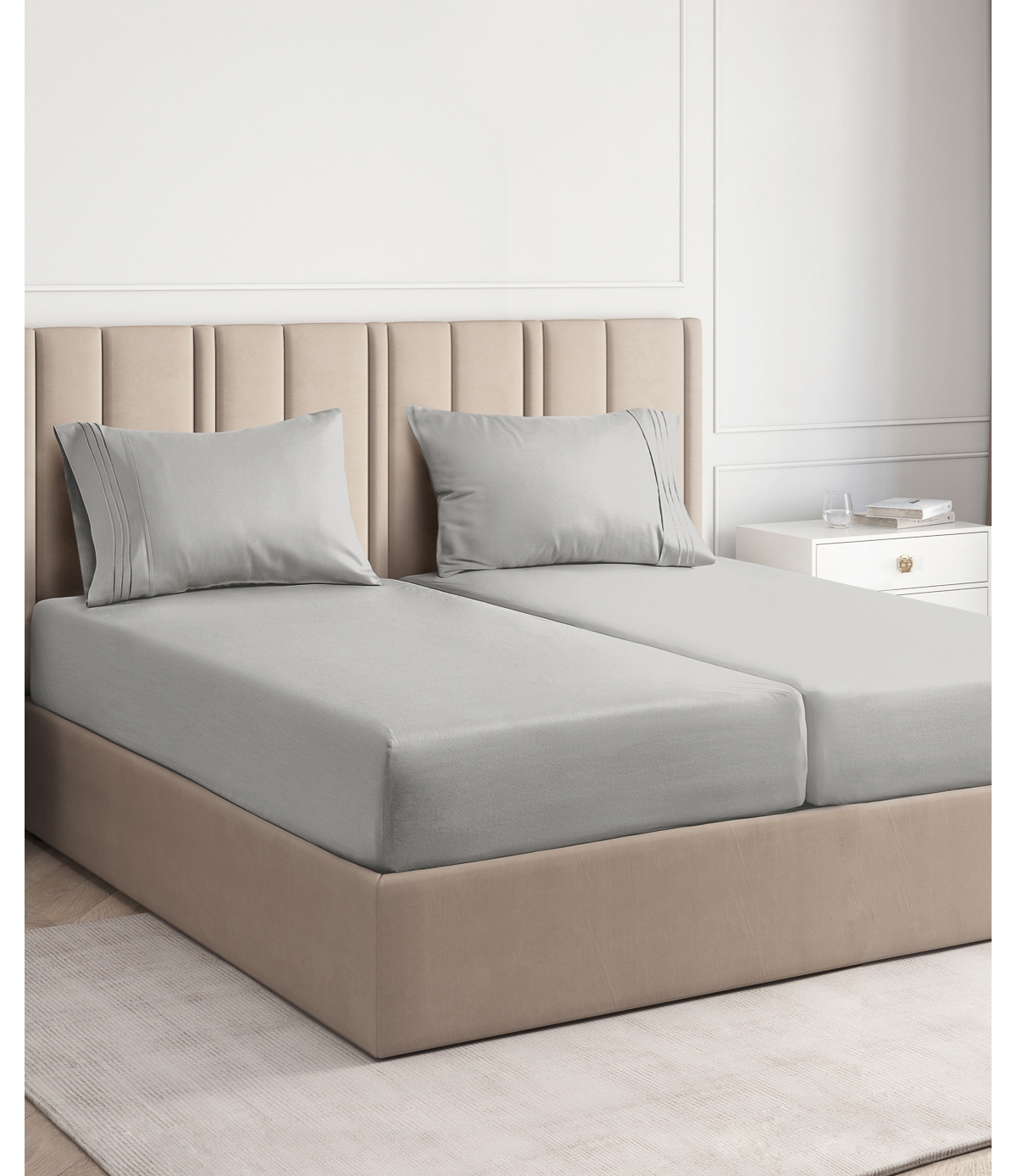 Click here for 5 Piece Microfiber Sheet Set - Split King - Light... prices