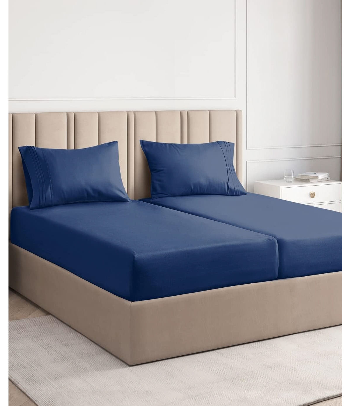 Click here for 5 Piece Microfiber Sheet Set - Split King - Navy b... prices