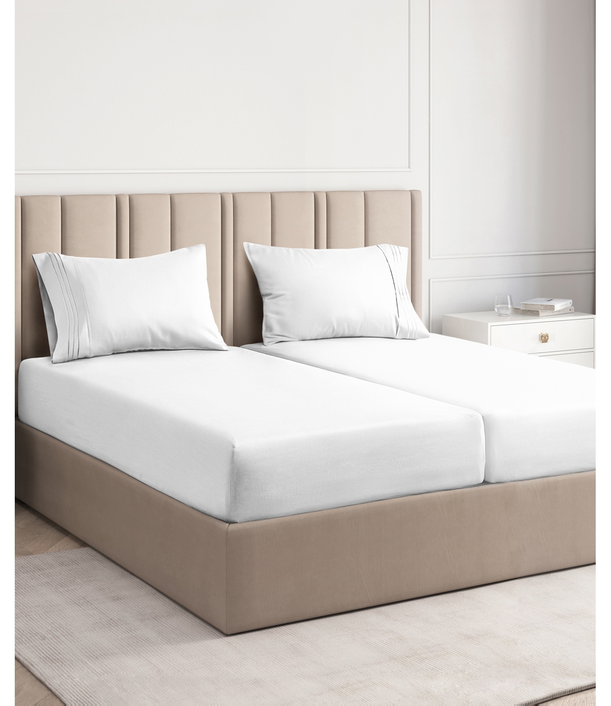 Click here for 5 Piece Microfiber Sheet Set - Split King - White prices
