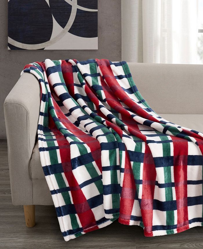 Videri Home Holiday Plaid Velvet Throw, 50" x 60" - Macy's
