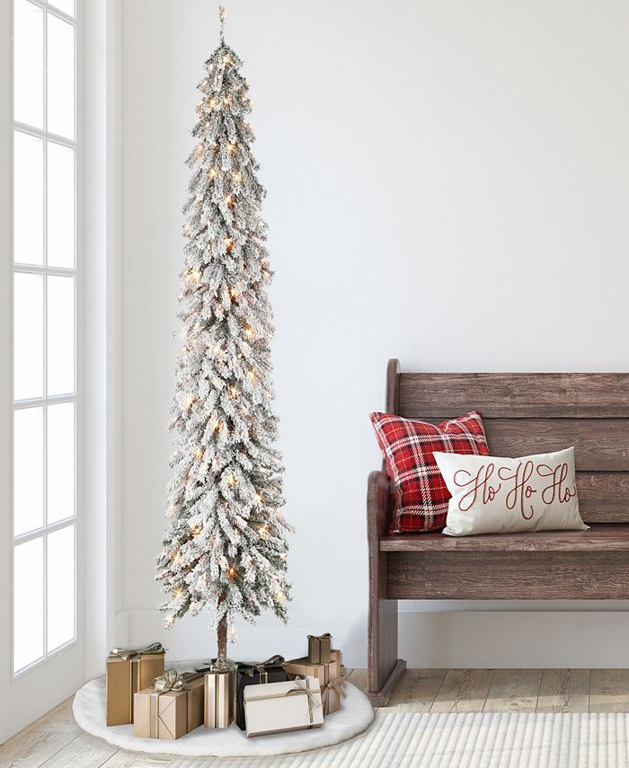Puleo 6' Pre-Lit Flocked Alpine Artificial Tree - Macy's