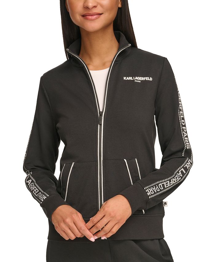 KARL LAGERFELD PARIS Women's Logo Stand-Collar Jacket - Macy's