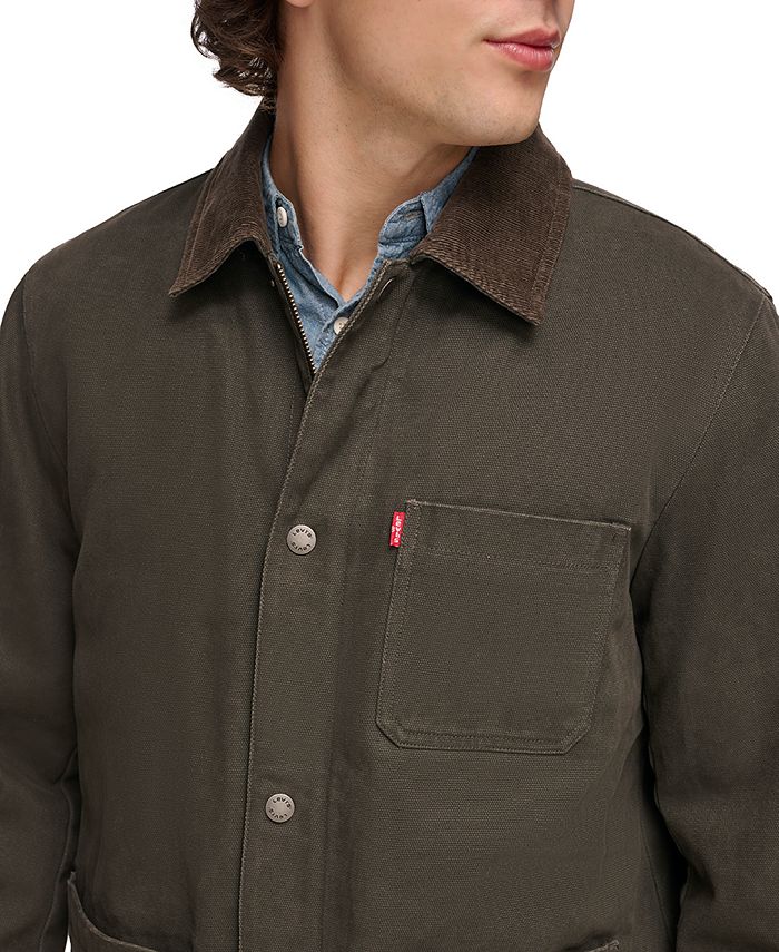 Levi's Men's Plaid-Lined Canvas Chore Jacket - Macy's