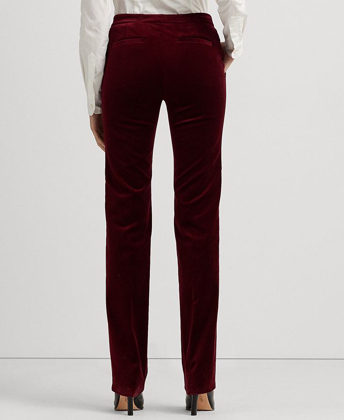 Lauren Ralph Lauren Women's Stretch Velvet Straight-Leg Pants - Macy's