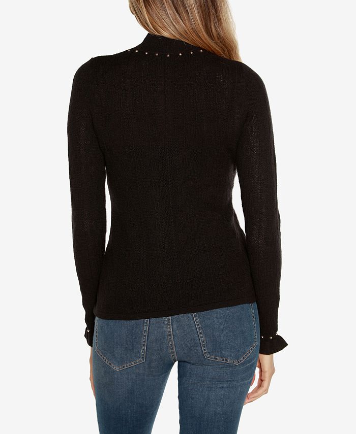 Belldini Black Label Women's Embellished Pointelle Sweater - Macy's